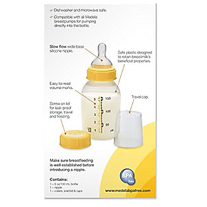 Medela Breast Milk Storage Bottle, 5 Ounce Breastfeeding Bottle, Made Without BPA, Safe for Dishwashers and Microwaves