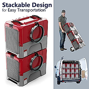 ALORAIR Commercial Dehumidifier with Pump Drain Hose, 180 Pint Large Capacity Crawl Space Dehumidifier for Water Damage Restoration, Basements Warehouse & Job Sites, 5 Years Warranty, Red