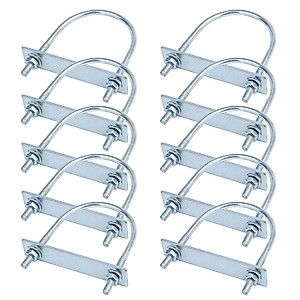 10Pcs U Bolts in Steel 2"x3½"x5", U Pipe Clamps Heavy Duty Mounting Hardware with Washers and Nuts