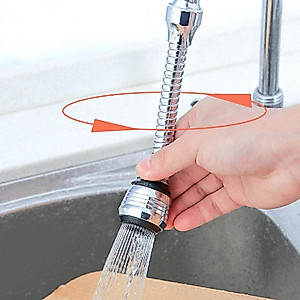 Silver Stainless Steel Faucet Sprayer Extension, Faucet Extension Tube, 360 Degree Rotation Faucet Extender,Sink Tap Extension Tube,Water Saving for Sink Tap Kitchen Bathroom Accessories Faucet Parts