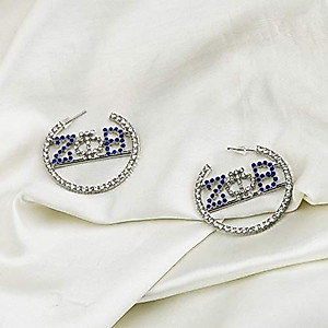 CENWA ZPB Rhinestone Drop Earring 1920 Greek Sorority Jewelry Gift for Finer Women(round- Earrings)