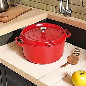 Staub Cast Iron 7-qt Round Cocotte - Cherry, Made in France