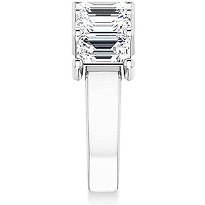 Moissanite World Touch of Paradise Bold Eternity Wedding Band, Emerald Cut 6.00CT, VVS1 Clarity, Colorless Moissanite, 925 Sterling Silver, Engagement Ring, Wedding Gift, Perfact for Gift (7.5)
