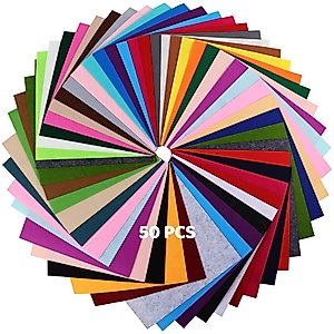 Lnrueg 50 PCS Felt Fabric Sheets, 12 x 12 Inch Assorted Color Stiff Felt Sheets for Crafts, 1 mm Thick DIY Craft Squares Non-Woven Felt Fabrics for DIY Crafts Ornament Crafts, 40 Color