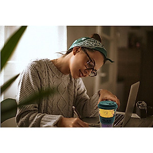 NAZE Eco-Friendly Bamboo Cup Natural Organic Bamboo Fiber Travel Mug, Reusable Coffee Cup, with Silicone Lid & Sleeve, Horse Print Bamboo Travel Cup For Coffee Tea or Milk. Pack of 1 Bamboo Mug