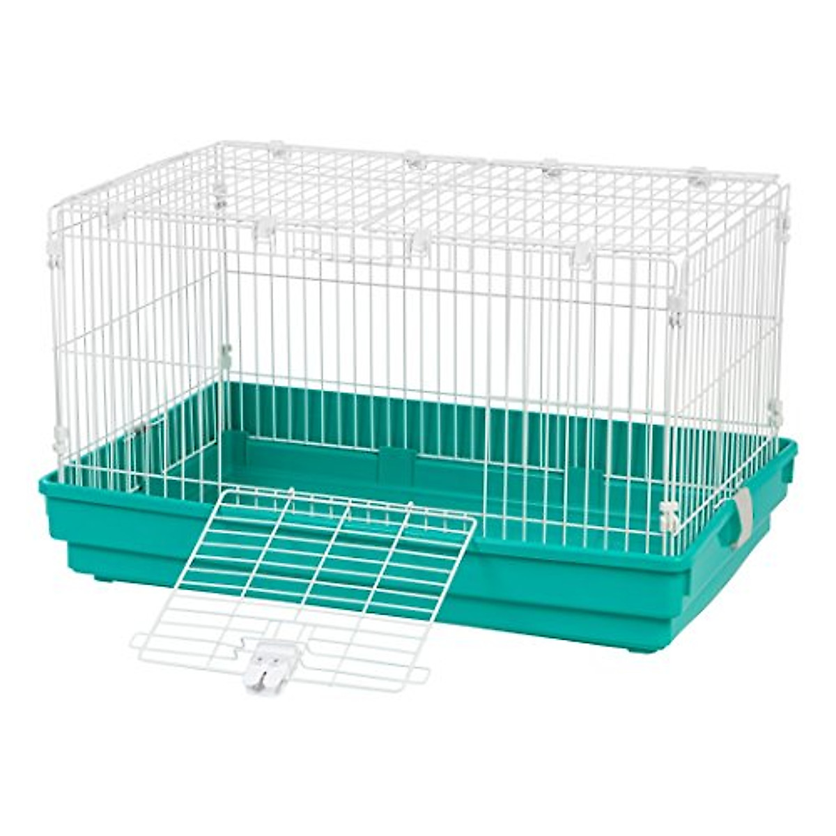 IRIS USA Medium Wire Animal House, Easy to Clean Cage with Wide Access Drop Down Door for Small-Sized Pets Animals Rabbits Guinea Pigs Rats, Green