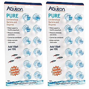 Aqueon 2 Pack of Pure Live Beneficial Bacteria and Enzymes for Aquariums, 12 Pack Each, Treats Up to 240 Gallons2