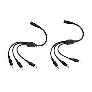 HUALAND 2 Pack Black 1 Female to 3 Male 5.5mm X 2.1mm CCTV DC Power Supply Splitter Cable