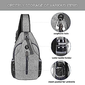 Yaopeing Sling Backpack for Men,Large Capacity Multipurpose Crossbody Chest Bag for Hiking Walking Travel,Grey