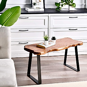 WELLAND Wood Entryway Bench with Metal Legs, Mid-Century Modern Bench for Living Room, Indoor, Porch, Farmhouse