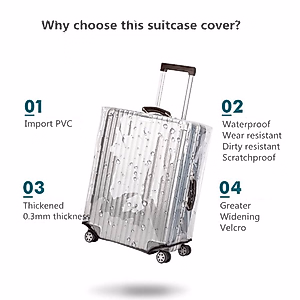 GigabitBest 28 Inch Clear PVC Suitcase Cover Protectors Suitcase Covers for Luggage Thickened suitcase protective cover for Wheeled Suitcase Suitable for 28"-29"