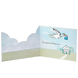 Hallmark Paper Wonder Paper Craft Baby Shower Card for Baby Boy (Stork) - 499RZW1027,4-x-5.5-inch