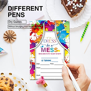 Soiceu Colorful Painting Birthday Party Invitations with Envelopes Set of 20 Dress for a Mess Art Painting Birthday Party Invites Fill in Blank