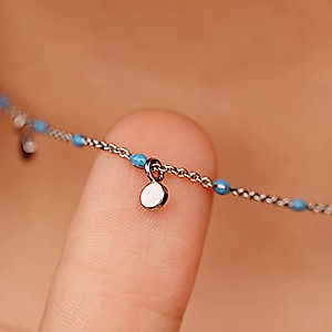 Pura Vida 14" Silver Mini Coin Beaded Choker Necklace - Statement Necklace with Turquoise Enamel Beads - Silver Necklace for Women, Necklaces for Teen Girls, Boho Jewelry for Women - 3" Extender