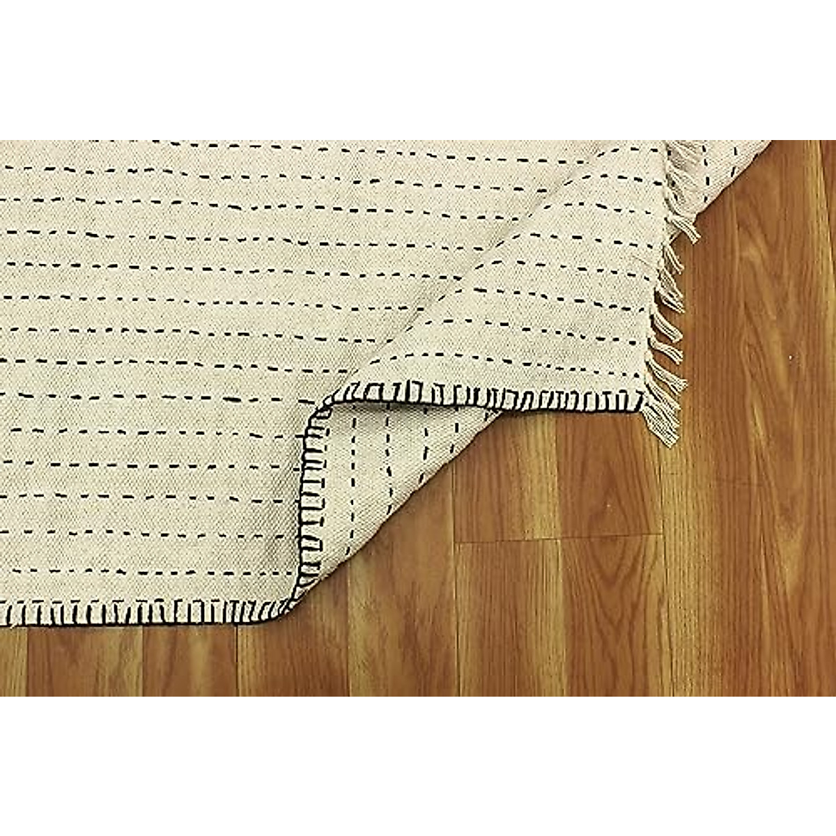 Casavani Boho Bathroom Rug Machine Washable Throw Rugs Bohemian Geometric Area Rug with Tassels Hand Woven Farmhouse Kitchen Sink Rug for Dining Room Bedroom 12x18 Feet