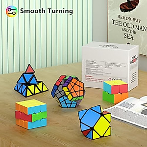 Vdealen Speed Cube Set, Cube Bundle 2x2 3x3 Pyramid Dodecahedron Skewb Magic Cube Pack, Puzzle Cube Collection Toys Easter Valentines Day Gift for Kids Teens Adults- 5 Pack