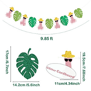 Bachelorette Party Decorations, 2Pcs Rose Gold Glitter Banner Palm Leaves Banners for Beach Bachelorette Party Hawaiian Luau Party Supplies Fun Bachelor Bridal Shower Decor