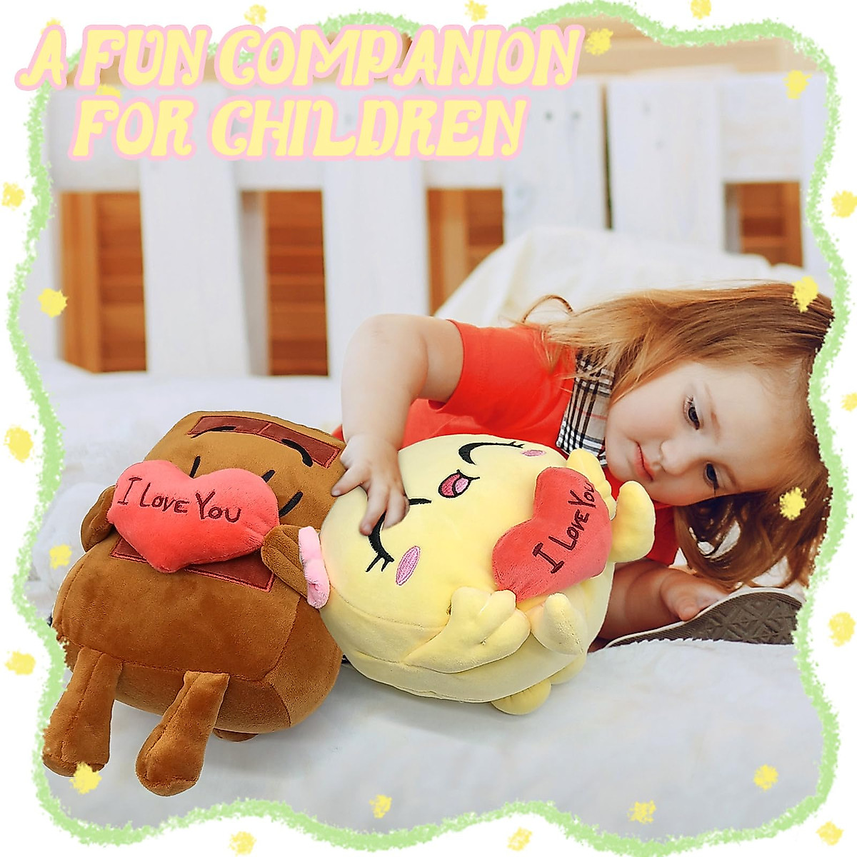 Fiohiof Choco and Pancake Plush 8"" Choco and Pancake in Love Plushies Toy for Boys Girls Soft Stuffed Animal Pillow Doll Gift for Fans Kids
