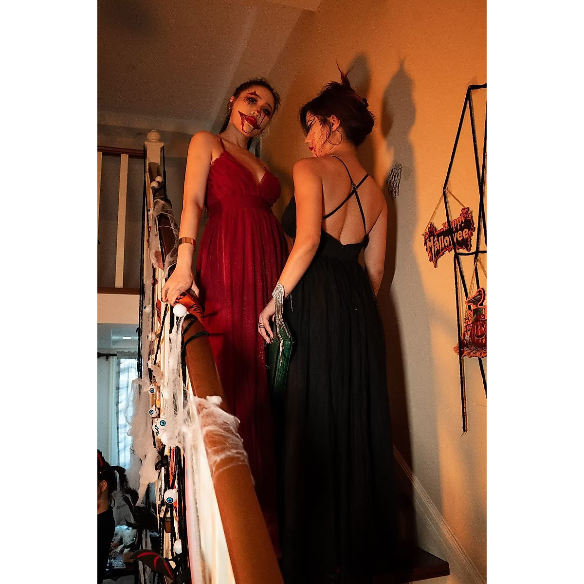 XXTAXN Women's Sexy Deep V Neck Split Cocktail Party Formal Bridesmaid Maxi Dress Pink