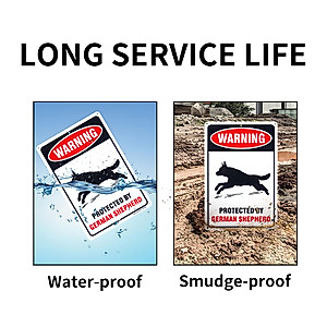 2-Pack Protected by German Shepherd Sign，Beware of Dog Sign, 12"x 8" .04" Aluminum Reflective Sign Rust Free Aluminum-UV Protected and Weatherproof