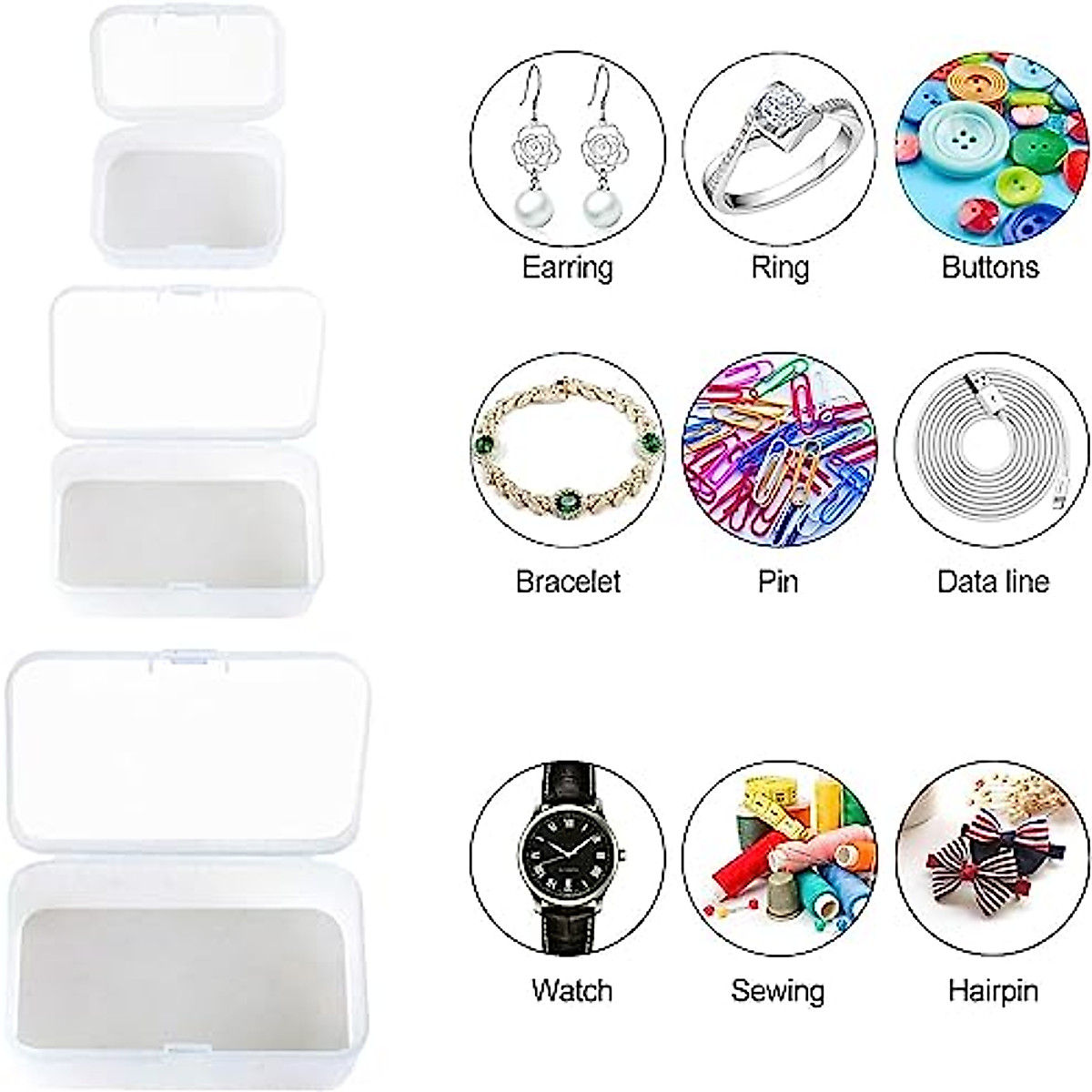 Clear Plastic Beads Storage Containers Empty Mini Storage Containers Box,Beads Storage Box with Hinged Lid Plastic Storage Containers with Lids for Pins, Small Items,Beads,Earplugs (28 Pack)