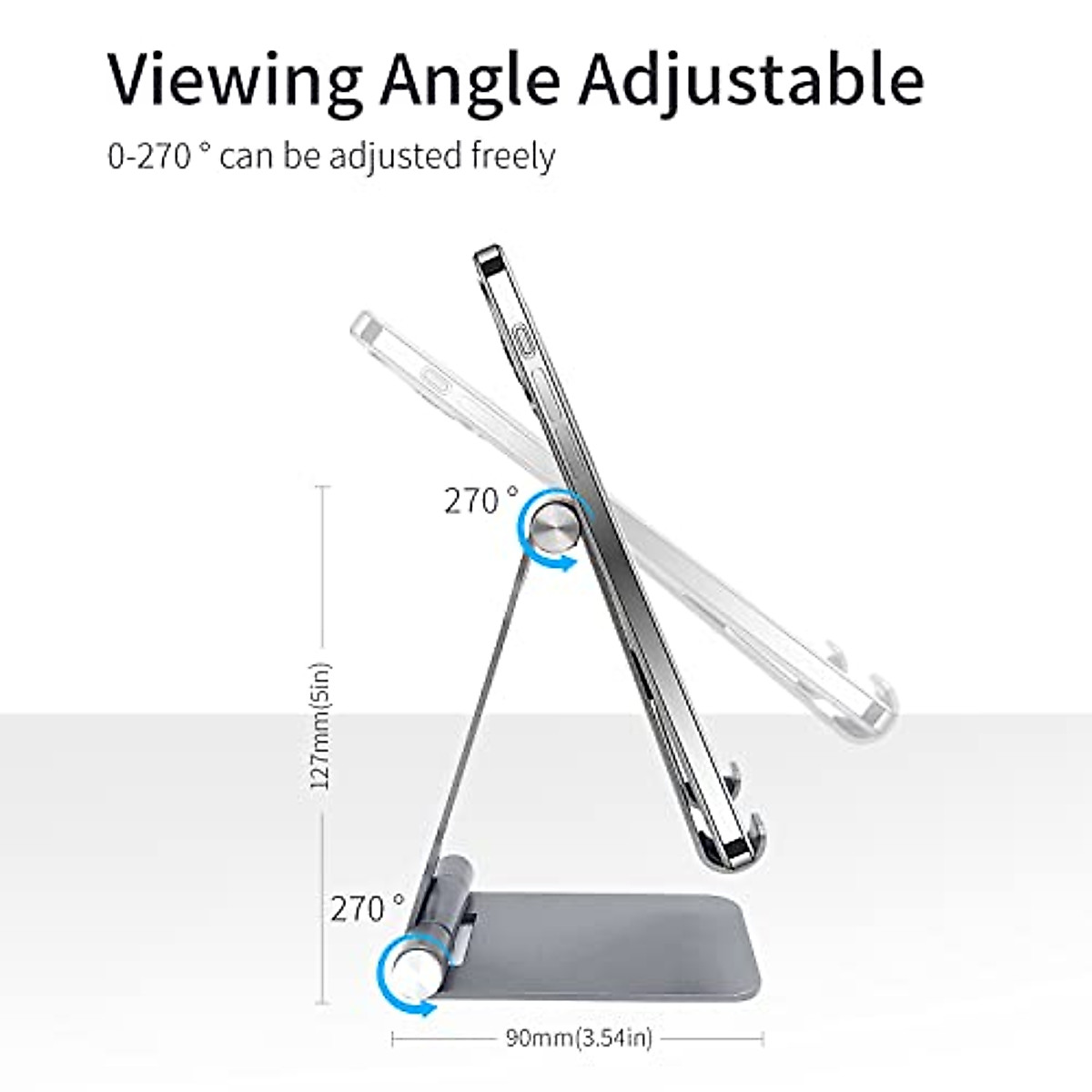 Cell Phone Stand, Adjustable Foldable Aluminum Desktop Phone Holder Cradle Dock Compatible with iPhone 14 13 12 11 Pro Max, SE, XR, 8 Plus, Android Smartphone, Pad, Desk Accessories