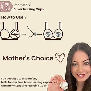 The Original Silver Nursing Cups - Nipple Shields for Nursing Newborn for Sore Cracked Breastfeeding Nipples - 925 Healing Cups Soothe,Relief,Protect and Care with Suede Storage Case (Regular)