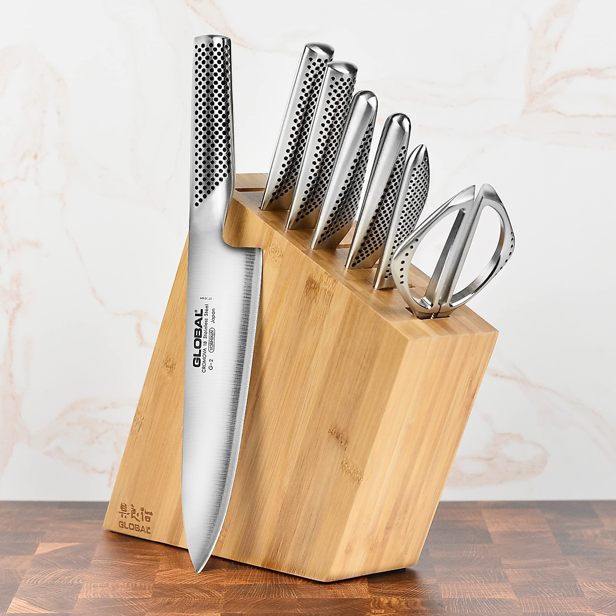 Global 8 Piece Knife Set with Bamboo Block