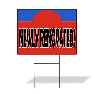 Plastic Weatherproof Yard Sign Newly Renovated Red Blue Apartment Brown Apartment for Rent for Sale Sign Multiple Quantities Available 24INx18IN Two Sides Print Set of 2