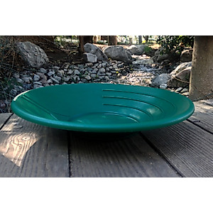SE 14 Inch Gold Panning Pan Set - Three Riffles for Easier Mining and Prospecting, Green