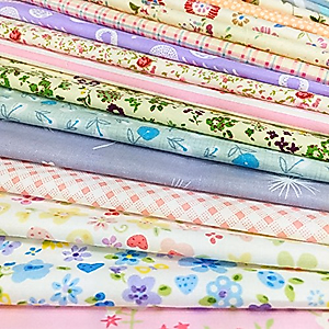 flic-flac Quilting Fabric Squares 100% Cotton Precut Quilt Sewing Floral Fabrics for Craft DIY (12 x 12 inches, 60pcs)