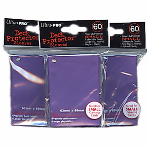 Ultra Pro Card Supplies YuGiOh Sized Deck Protector Sleeves Purple 60 Count x3