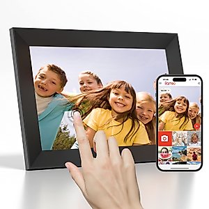 Tibuta 10 Inch WiFi Digital Photo Frame with Touchscreen, Auto-Rotation, Share Photos and Videos via APP...