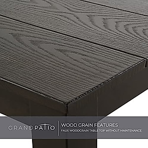 Grand patio 7 Pieces Outdoor Dinning Sets, All-Weather Wicker Patio Furniture Set for 6, Including Chairs and Rectangle Table with Umbrella Hole for Backyard, Garden, Outside, Deck,(Peacock Blue)