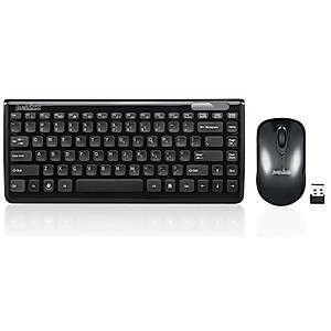 Perixx Periduo-707 Wireless Mini Keyboard and Mouse Set, Piano Black, US English Layout, 10900