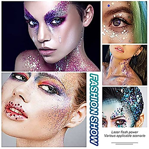 AIDUCHO 6 Colors Body Glitter Gel for Women Girls Chunky Glitter Gel for Face Hair Eyes Nails Lip Mermaid Makeup Long Lasting & Quick Drying Sparkling Festival Glitter with 2 Brush, 20ml*6