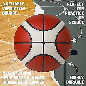 Molten BG3000 Basketball, Indoor/Outdoor, Synthetic Leather, Size 6, Orange/Ivory, Suitable for Boys Age 12, 13, 14 and Girls Age 14 & Adult