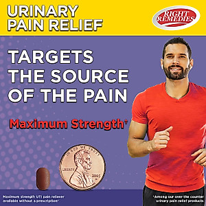 RIGHT REMEDIES Urinary Pain Relief Phenazopyridine HCl 99.5mg Tablets | Maximum Strength OTC for Fast Relief of UTI Pain, Burning and Bladder discomfort | Generic AZO Maximum Strength (72 Count)