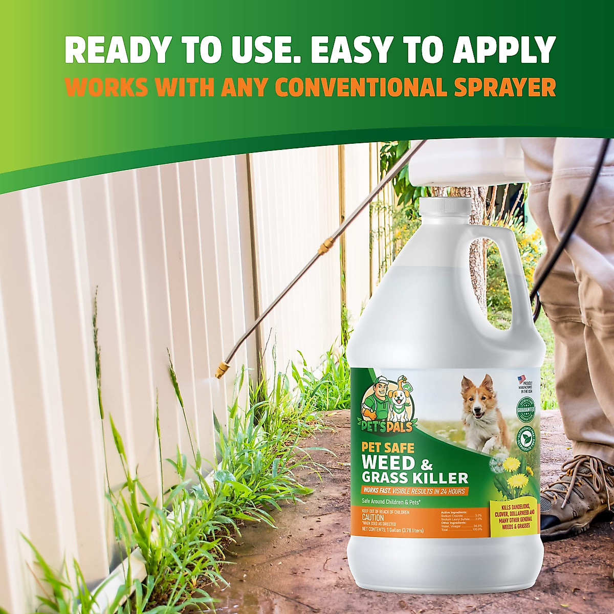 Pet's Pal Natural Weed Killer | Pet Safe Spray | Ready-to-use Natural Herbicide | Environmentally Safe | Bee Safe | Glyphosate Free | Safe for Kids (1 Gallon)