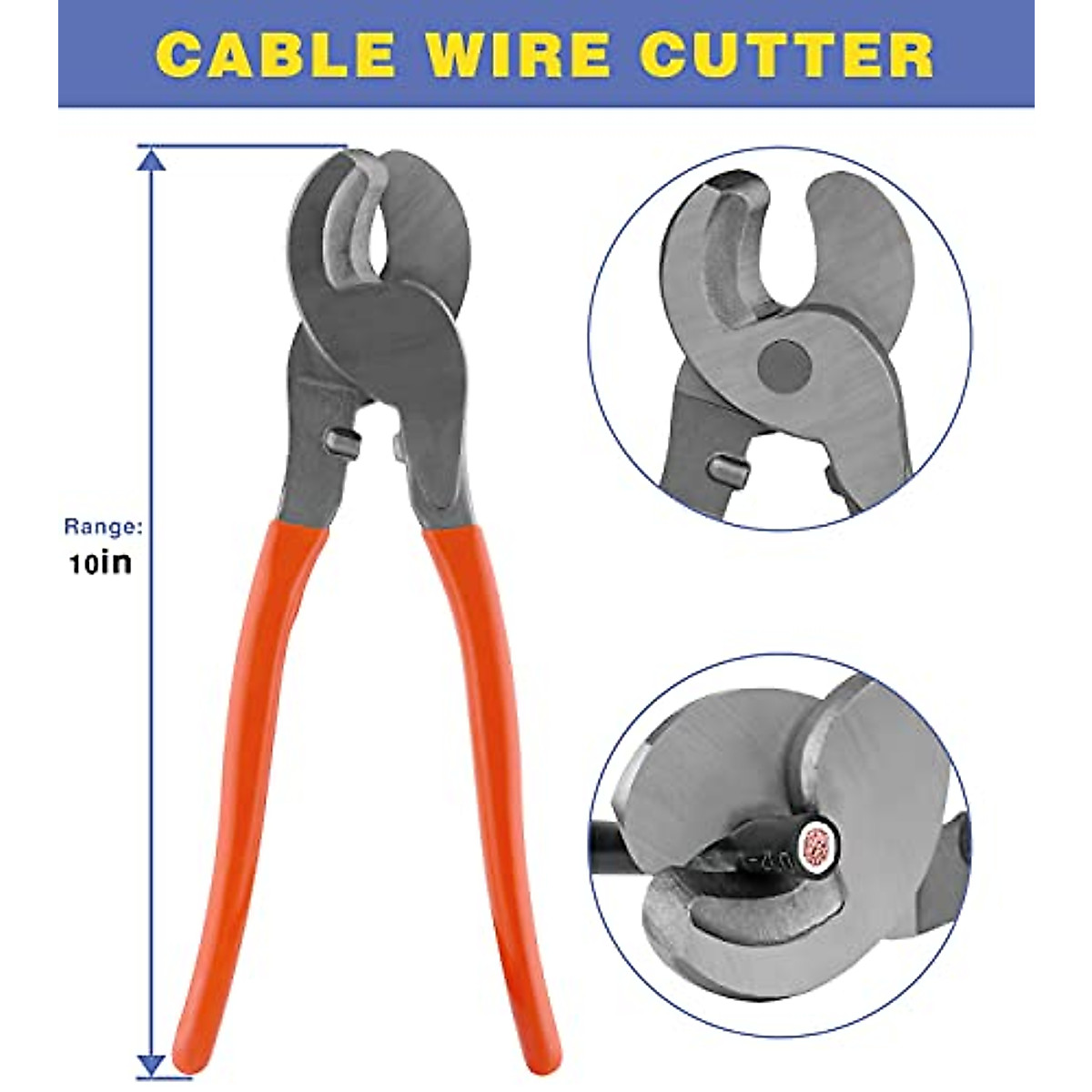 haisstronica Battery Cable Lug Crimping Tools with Wire Cutter-Wire Crimping Tool,AWG 10 8 6 4 2 1,Battery Terminal Crimper for Heavy Duty Wire Lugs,Battery Terminal,Copper Lugs Terminal (ORANGE)