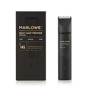 MARLOWE. No. 145 Body Hair Trimmer for Men, Forest Black, Lightweight Waterproof Personal Groomer, Ceramic Blades, Adjustable Comb Lengths & Rechargeable Battery for Head to Toe Male Grooming