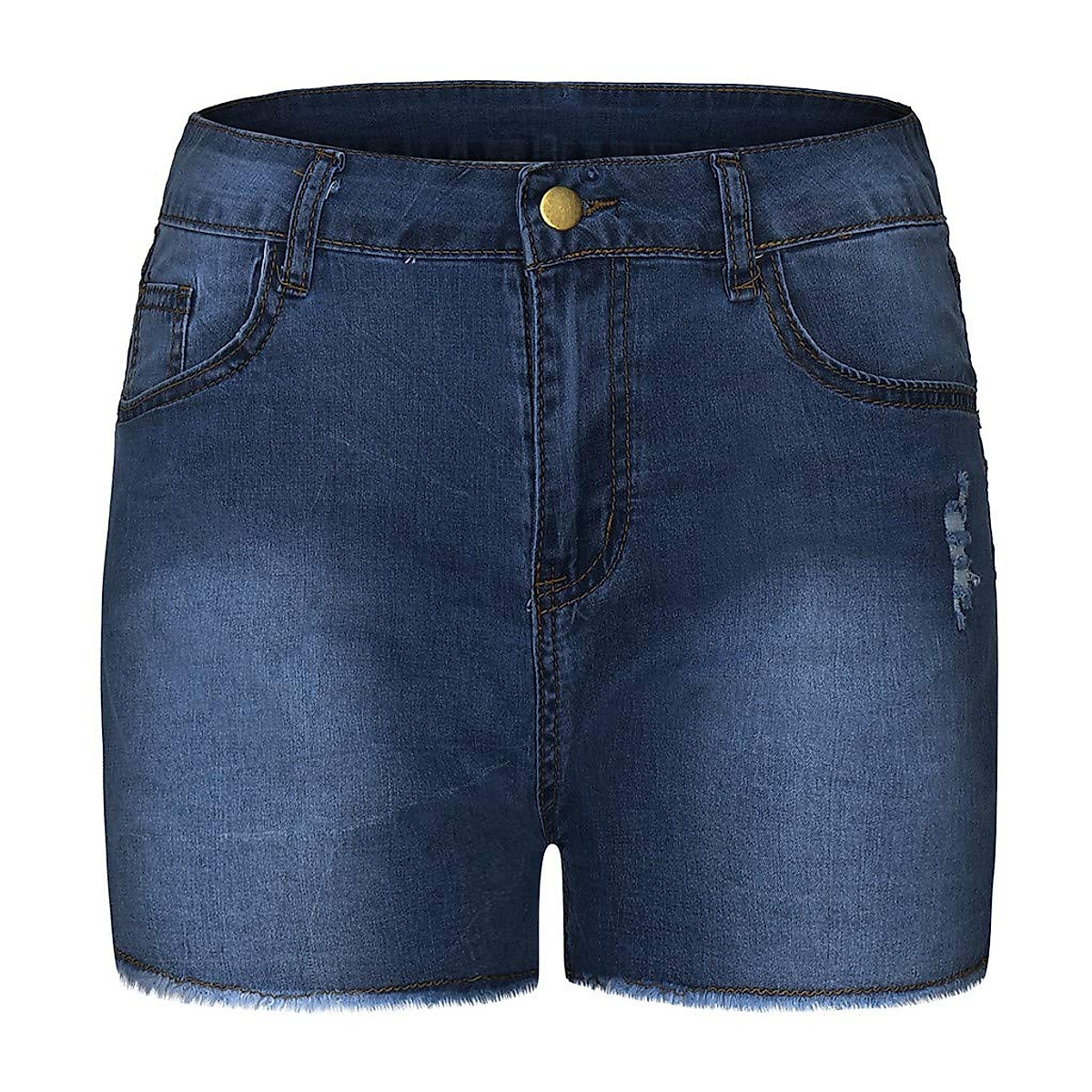 aihihe River Shorts Womens Shorts Denim Stretchy Bermuda Shorts Petite Length Destroyed Summer Shorts Beach Trendy Shorts(80-Dark Blue,Medium)