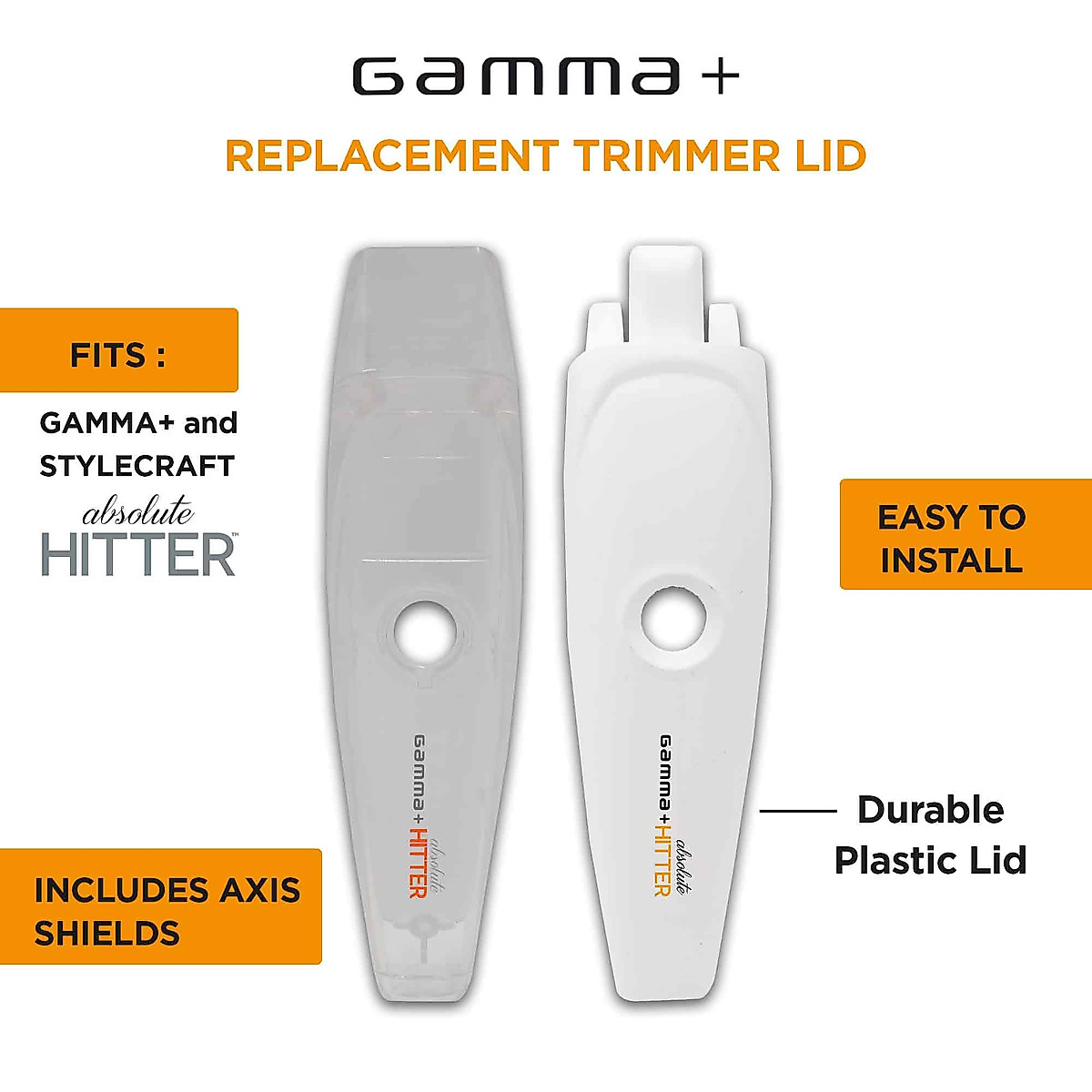 GAMMA+ Replacement Absolute Hitter Hair Trimmer Model Lids - Clear and Matte White