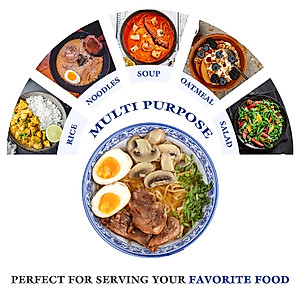 Kichvoe 6.8 * 2.6Inch Blue And White Porcelain Bowls Ceramic Asian Noodle Bowls Soup Bowls Chinese Rice Bowl For Home Restaurant