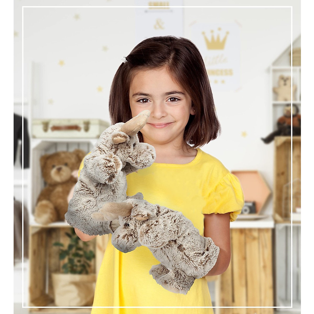 DolliBu Moose Plush Hand Puppet For Kids - Soft Plush Stuffed Animal Hand Puppet Toy for Puppet Show Games & Puppet Theaters for Kids, Adult's Cute Puppets Educational Toy to Teach Children & Toddlers