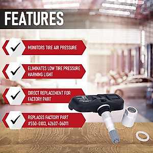 Replacement TPMS Sensor - Compatible with Toyota, Lexus and Scion - Replaces 550-0103, 42607-06011, 42607-33021 - 315mhz - Tacoma, Camry, Avalon, 4Runner, GX460 - Tire Pressure Monitoring System