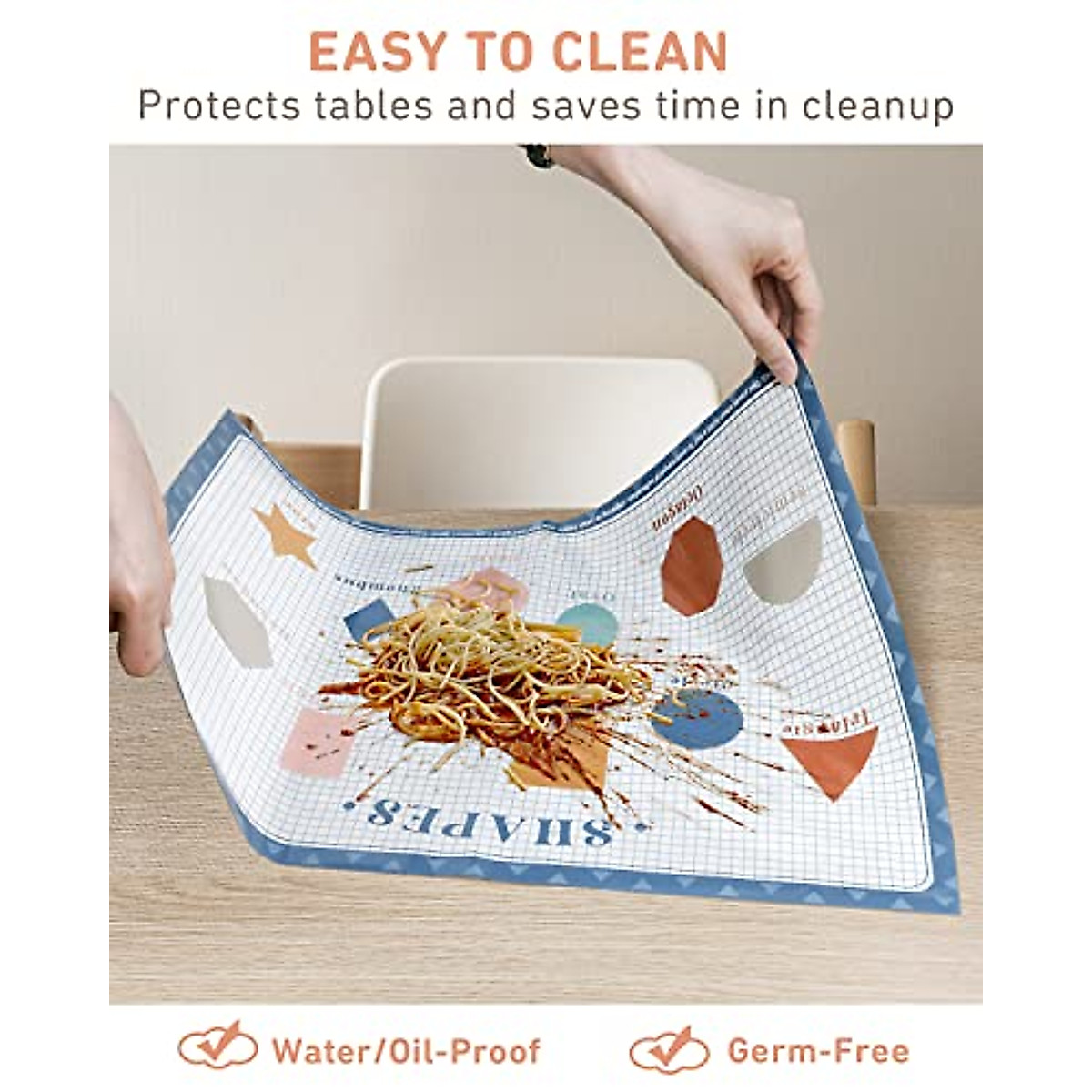 Babebay Disposable Placemats for Baby, 40 Pack Sticky Toddler Placemat for Restaurants, Dining Table, Party, Travel, 12" x 18" Placemats with 4 Designs, Fun and Learning Placemats for Kids