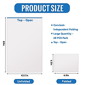 Teling 60 Pcs Plastic Sheeting for Body Wrap 47 x 82 Inch Sauna Blanket Applied Inside a Far Infrared Sauna Bag Disposable Body Wraps Thicken Sauna Blanket Liners Sauna Accessories