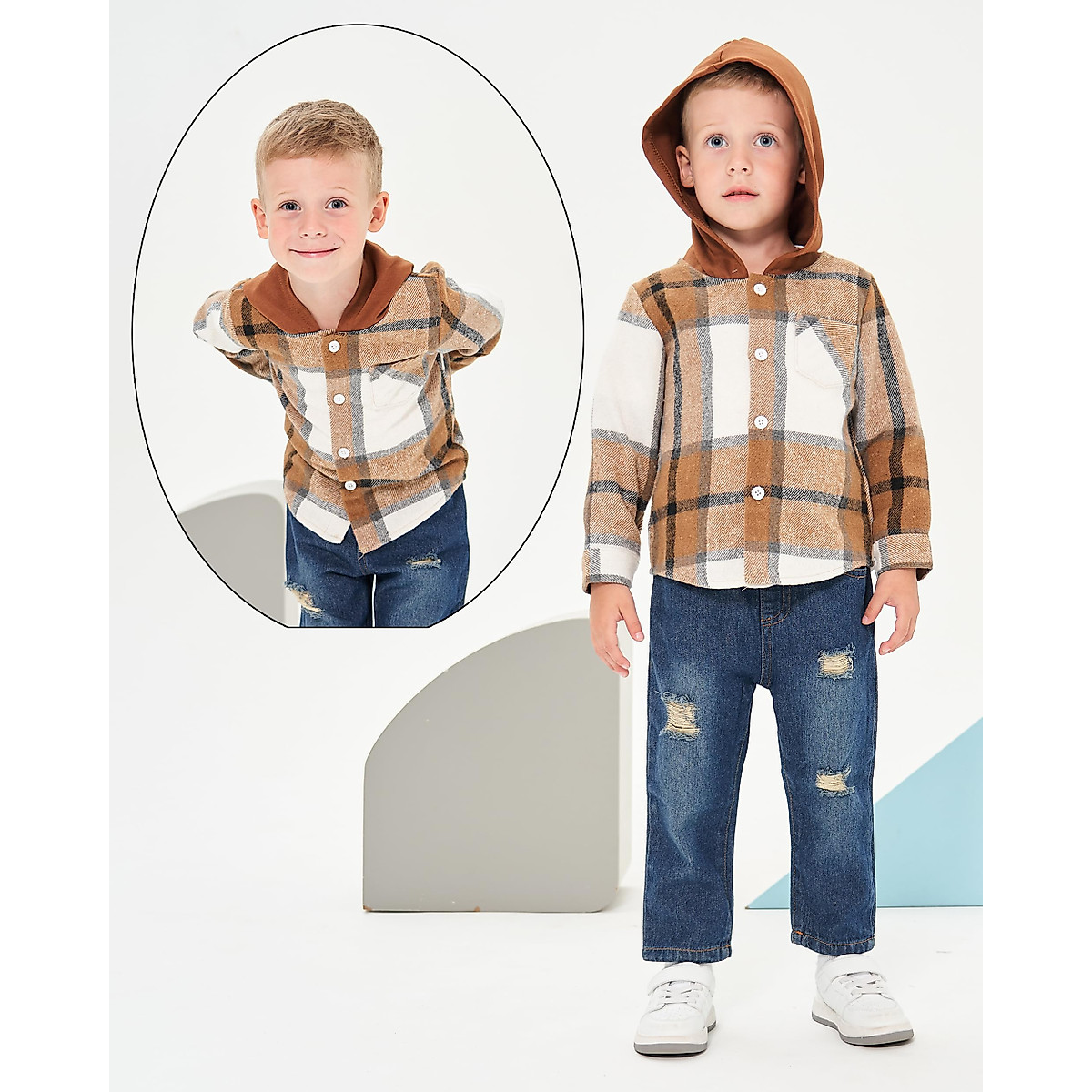 Renotemy Toddler Boy Clothes 2T Winter Outfits For Kids Cotton Long Sleeve Stripe Sweatshirt Ripped Pants Suit Little Boy Clothes 2T Fall Baby Boy Clothes 18-24 Months