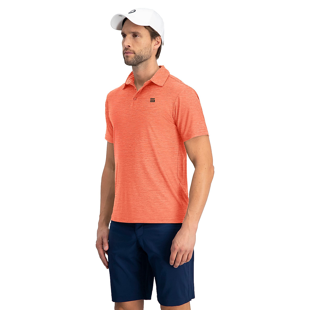 Three Sixty Six Golf Shirts for Men - Dry Fit Short-Sleeve Polo, Athletic Casual Collared T-Shirt Orange